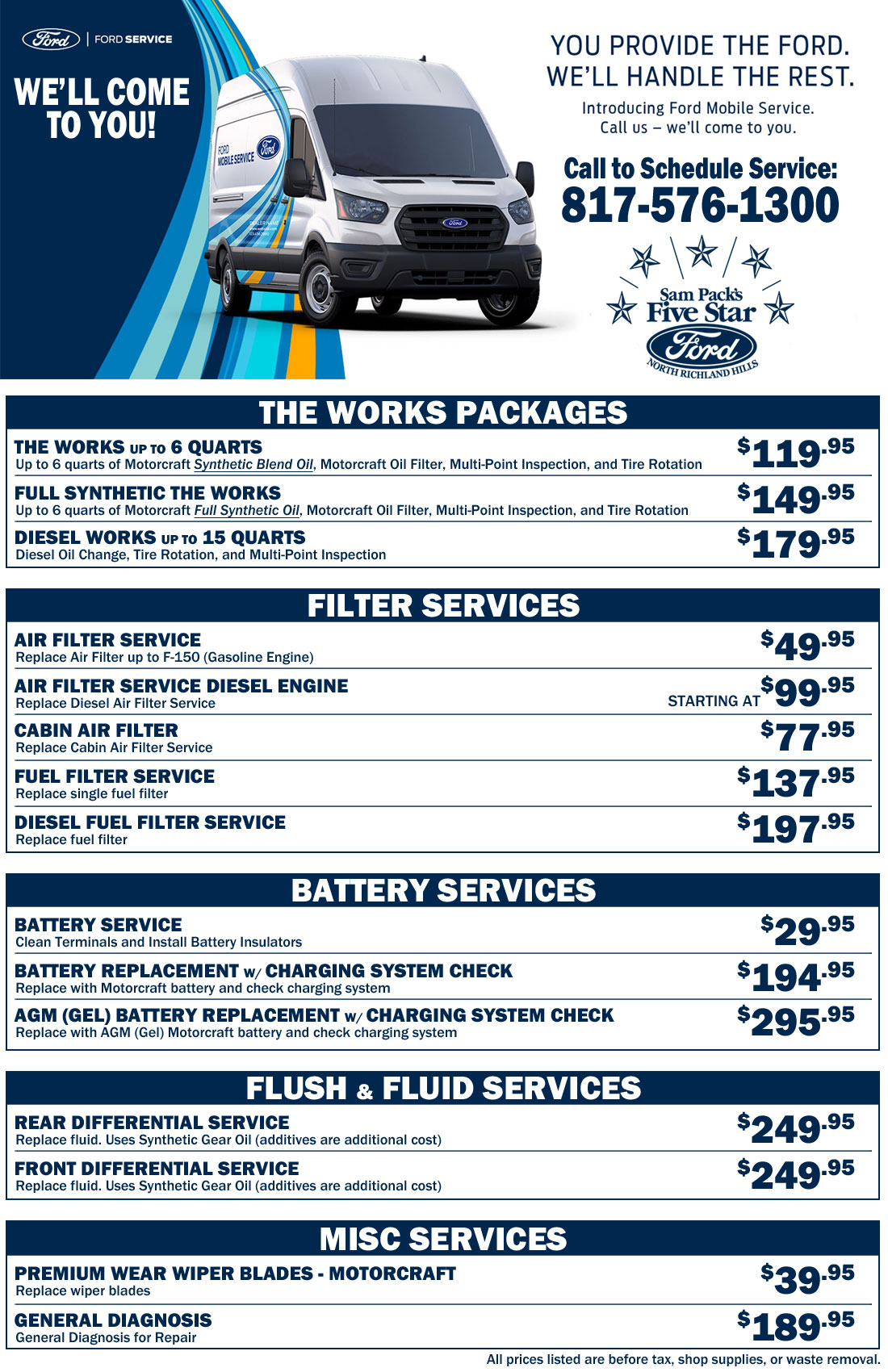 Mobile Service Van - Five Star Ford North Richland Hills