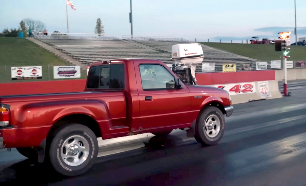 Some 'Geniuses' Put A Boat Motor In An Old Ford Ranger And It Works ...