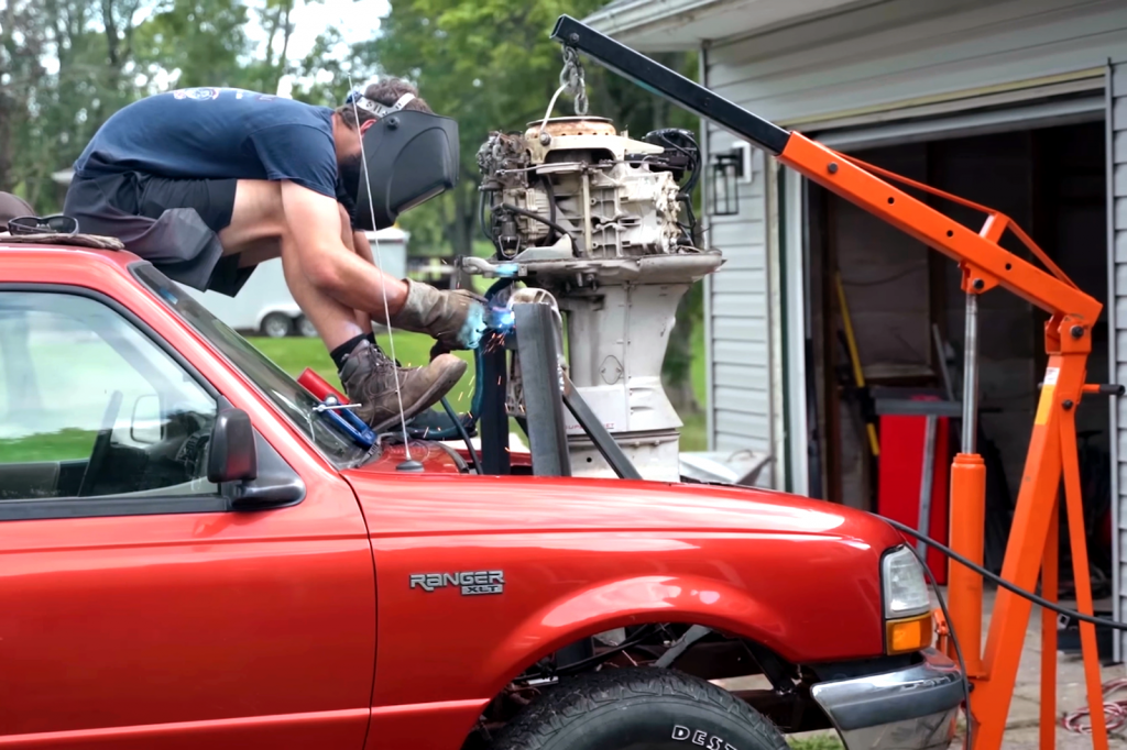 Some 'Geniuses' Put A Boat Motor In An Old Ford Ranger And It Works ...