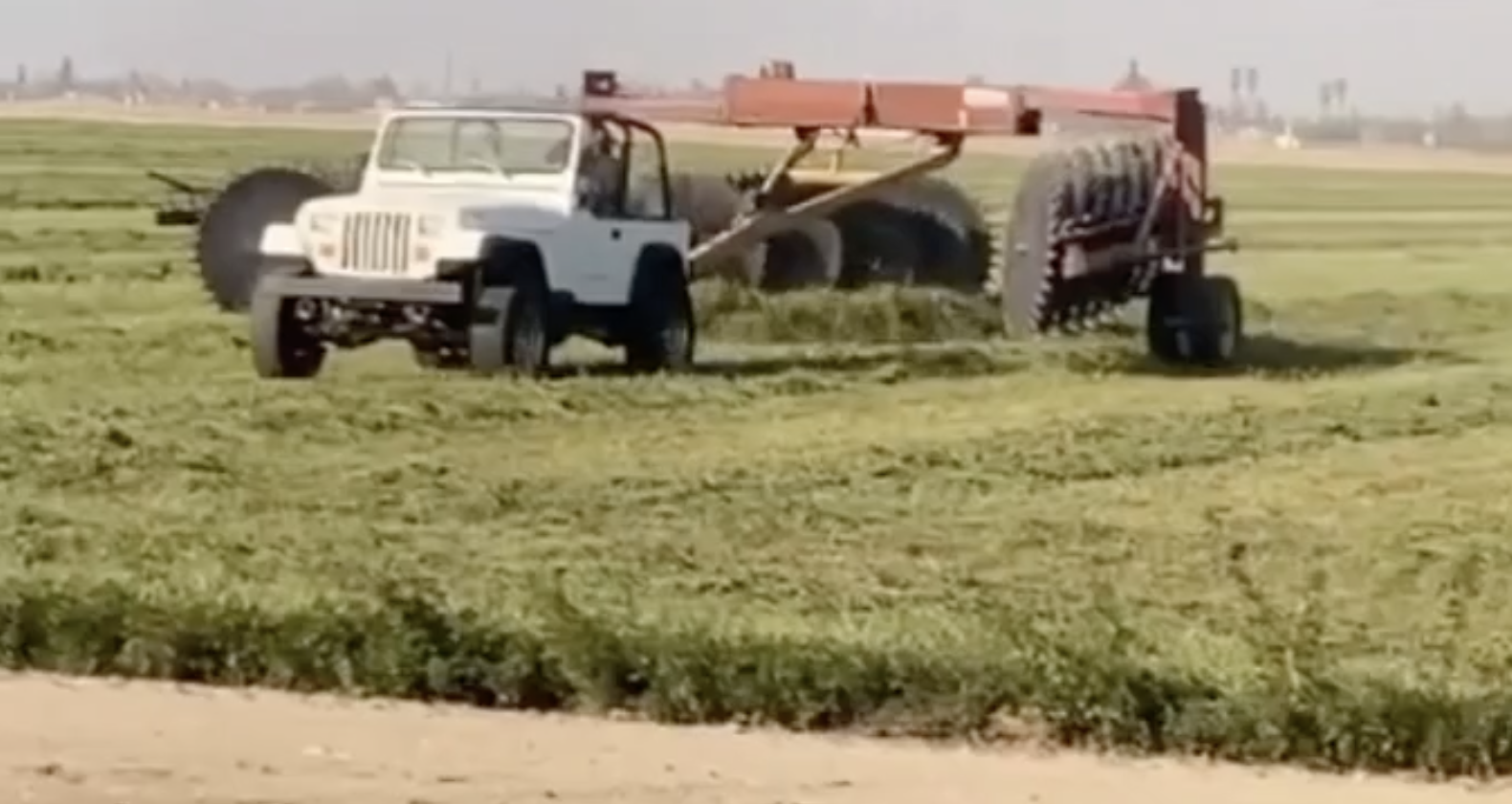 Watch An Absolute Legend Use Their Jeep Wrangler YJ To Tow A Farm ...