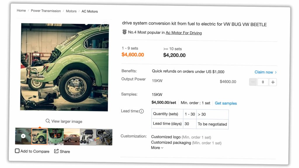 There Are Cheap EV Conversion Kits For Classic VW Beetles On Alibaba ...