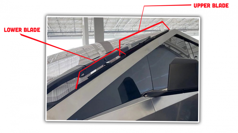The Tesla Cybertruck's Massive Wiper Arm Features Two Regular Blades ...
