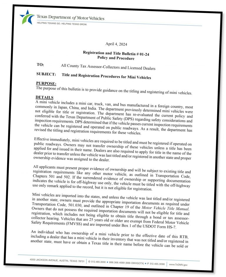 Here’s The Letter From The Texas DMV That Lets People Drive Imported ...