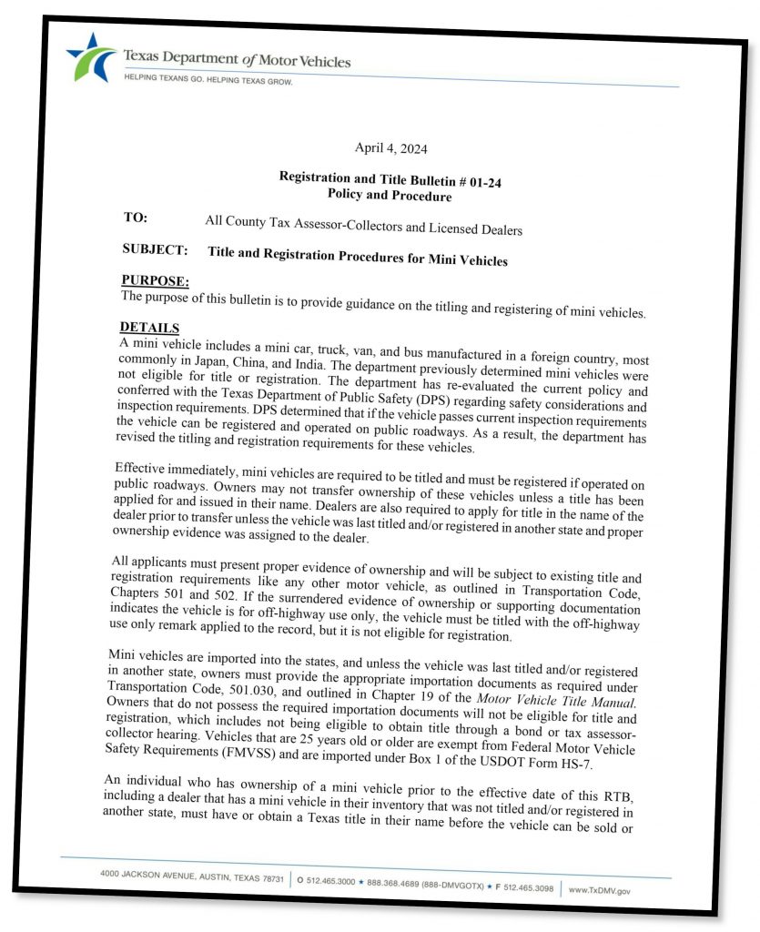 Here’s The Letter From The Texas DMV That Lets People Drive Imported ...