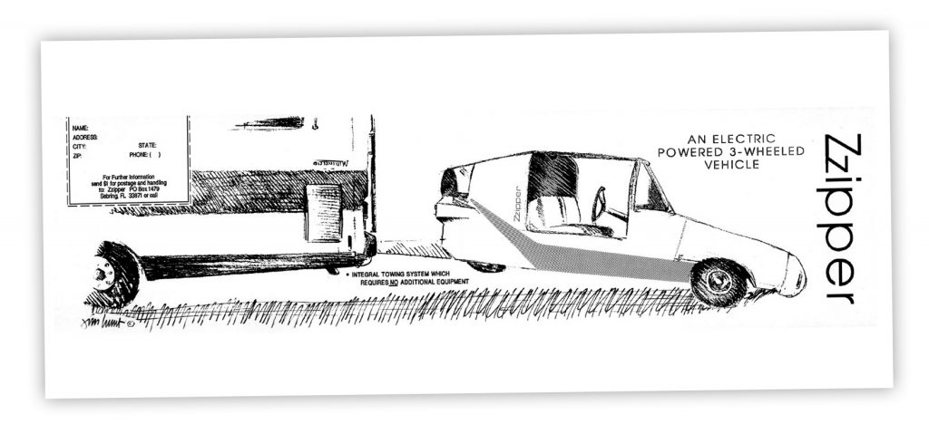 The Sebring Auto-Cycle Zzipper Was A 3-Wheeled EV Designed to Be Towed ...